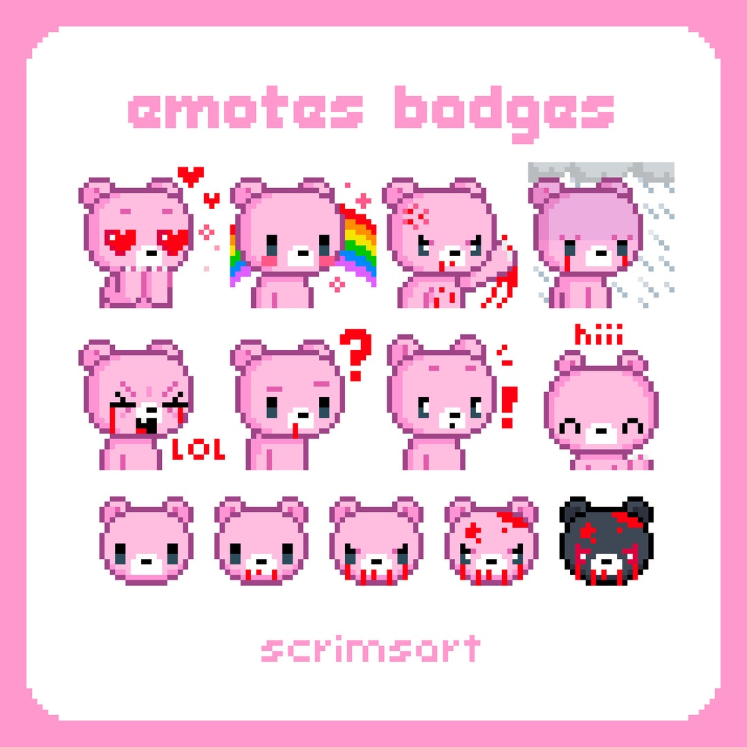 Emo Bear Twitch Emotes & Sub Badges Bit Badges Pixel Art - Etsy