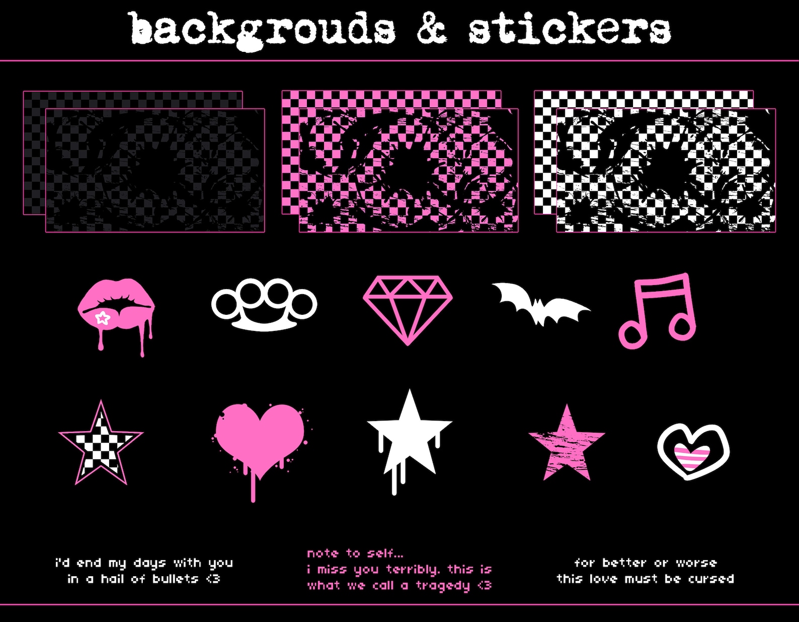 Emo Animated Stream Package PINK | Twitch Overlay | Black Custom Vtuber ...