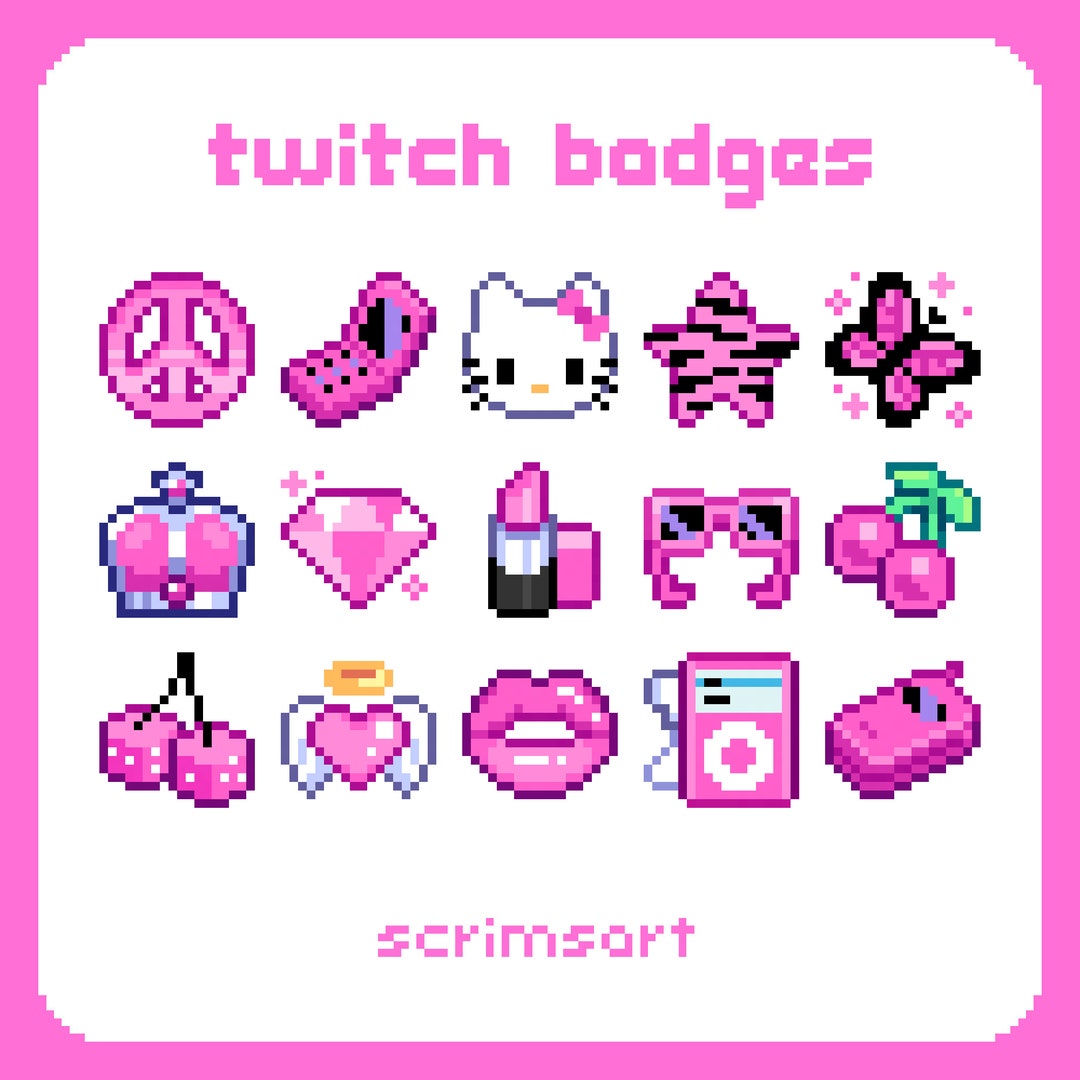 Mcbling Twitch Sub Badges Bit Badges Hot Pink Pixel Art - Etsy