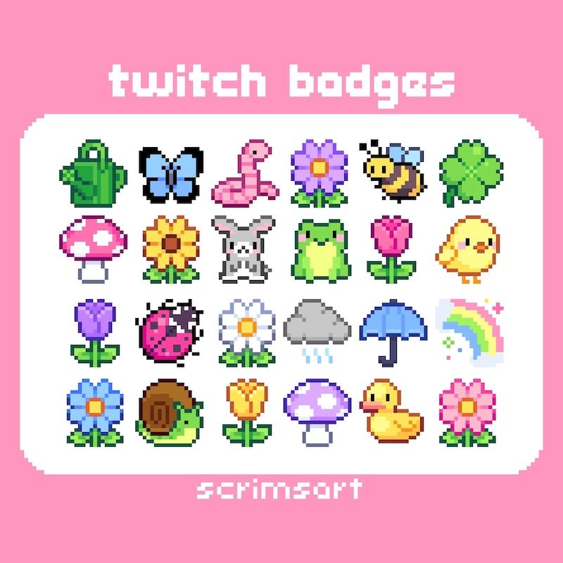 Cute Pixel Spring Emotes - Etsy