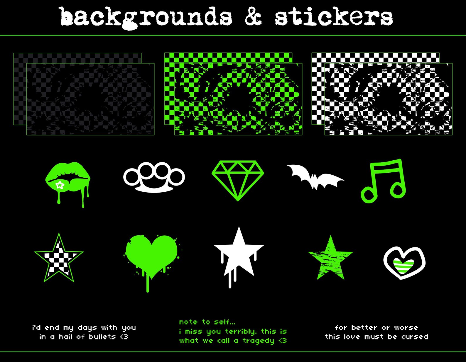 Emo Animated Stream Package GREEN | Twitch Overlay | Black Custom ...