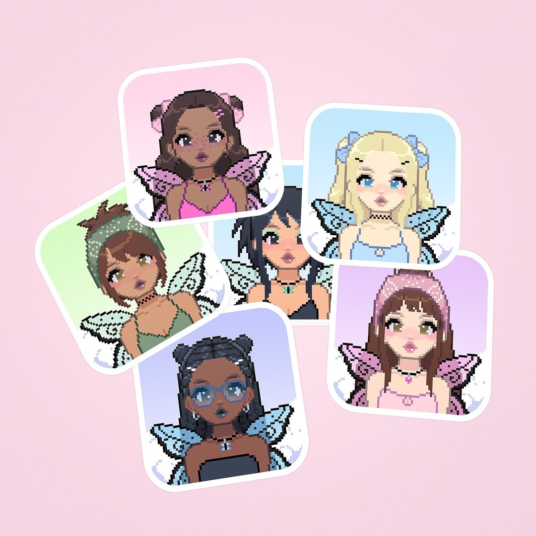 Fairy Pixel Doll Stickers | Pixel Art Y2k Fairycore Cyber Pastel ...