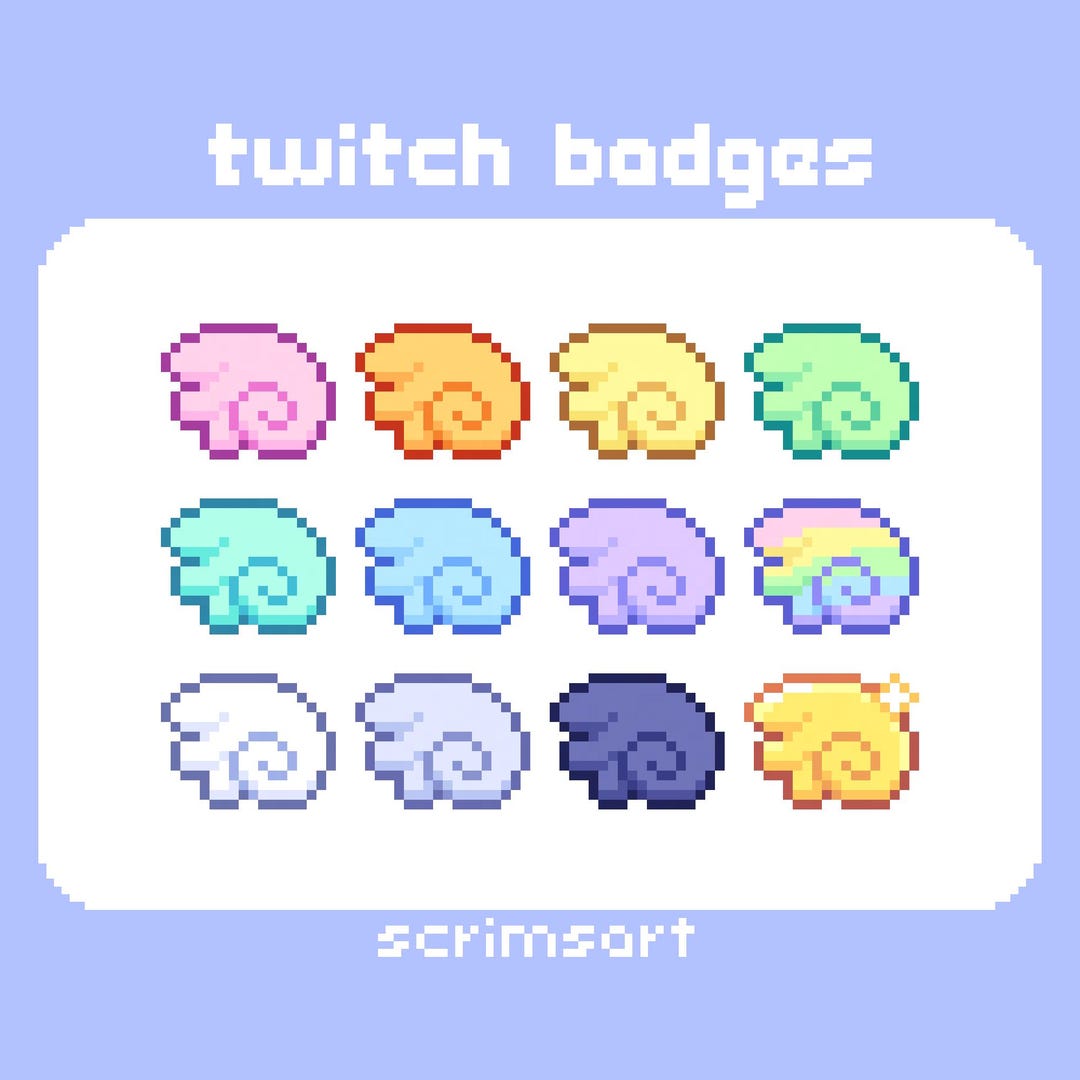 Angel Wing Twitch Sub Badges, Bit Badges | Pixel Art Cute Kawaii Chibi ...