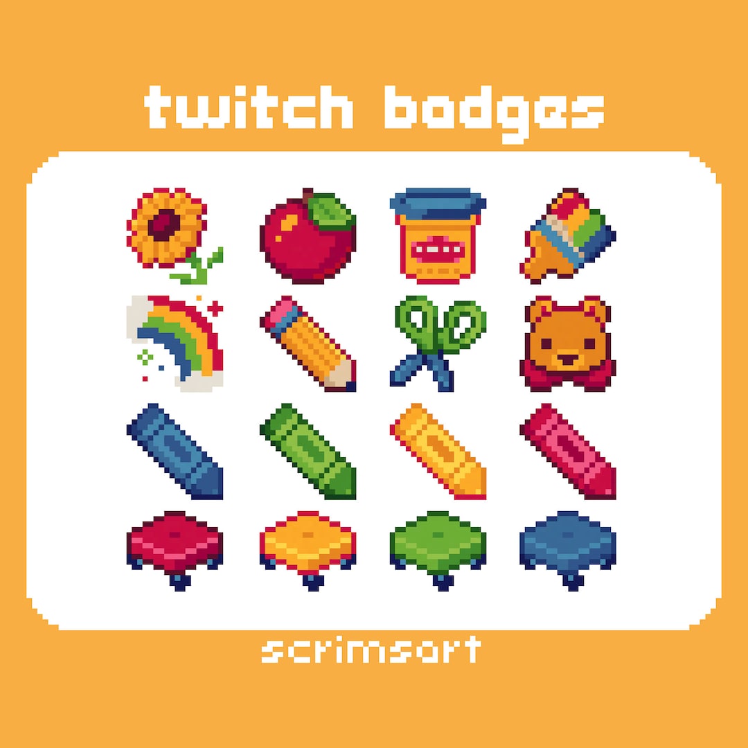 Kidcore Twitch Sub Badges, Bit Badges | 8-bit Pixel Art Kawaii Rainbow ...