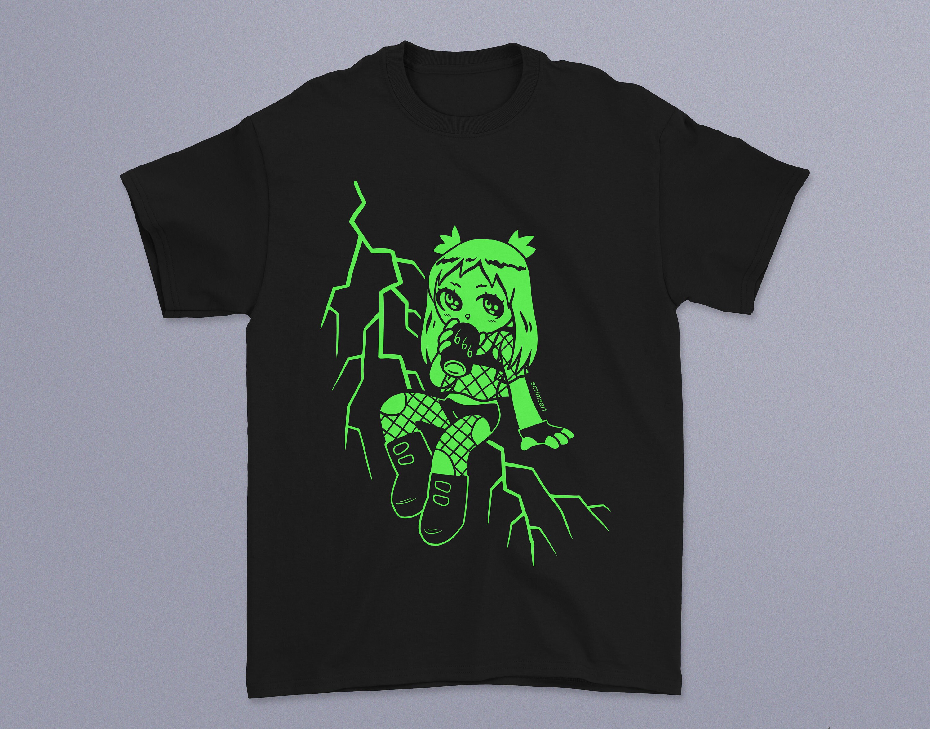 Lime Green Goth Girl T-shirt | Brat Neon Black Scenecore Emo Scene ...