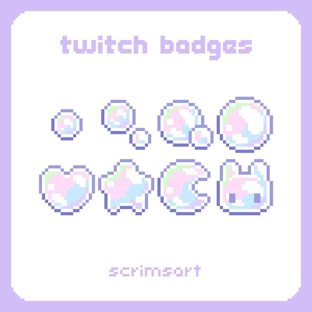 Bubble Twitch Sub Badges, Bit Badges Pixel Art Cute Kawaii Pastel Pink ...