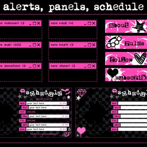 Emo Animated Stream Package | Twitch Overlay | Pink Black Custom Vtuber ...