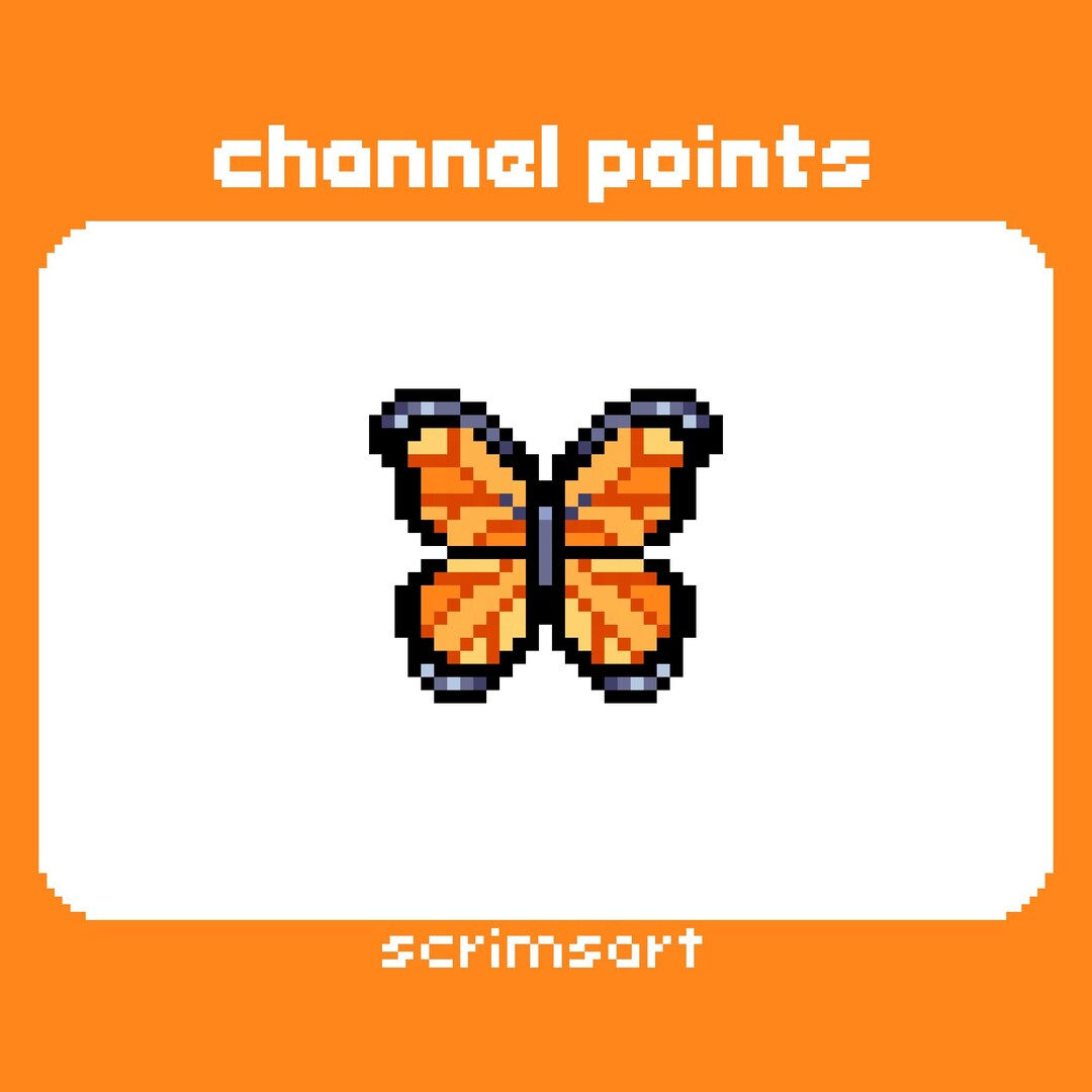 Monarch Butterfly Channel Points Icon | Pixel Art Emote Orange Cute ...