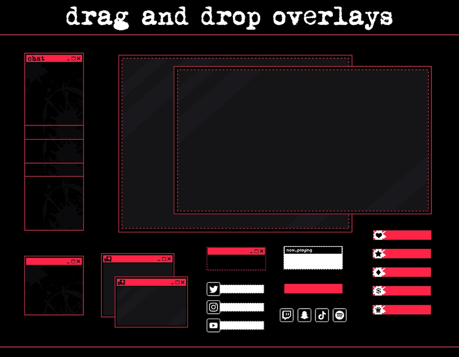 Emo Animated Stream Package RED | Twitch Overlay | Black Custom Vtuber ...