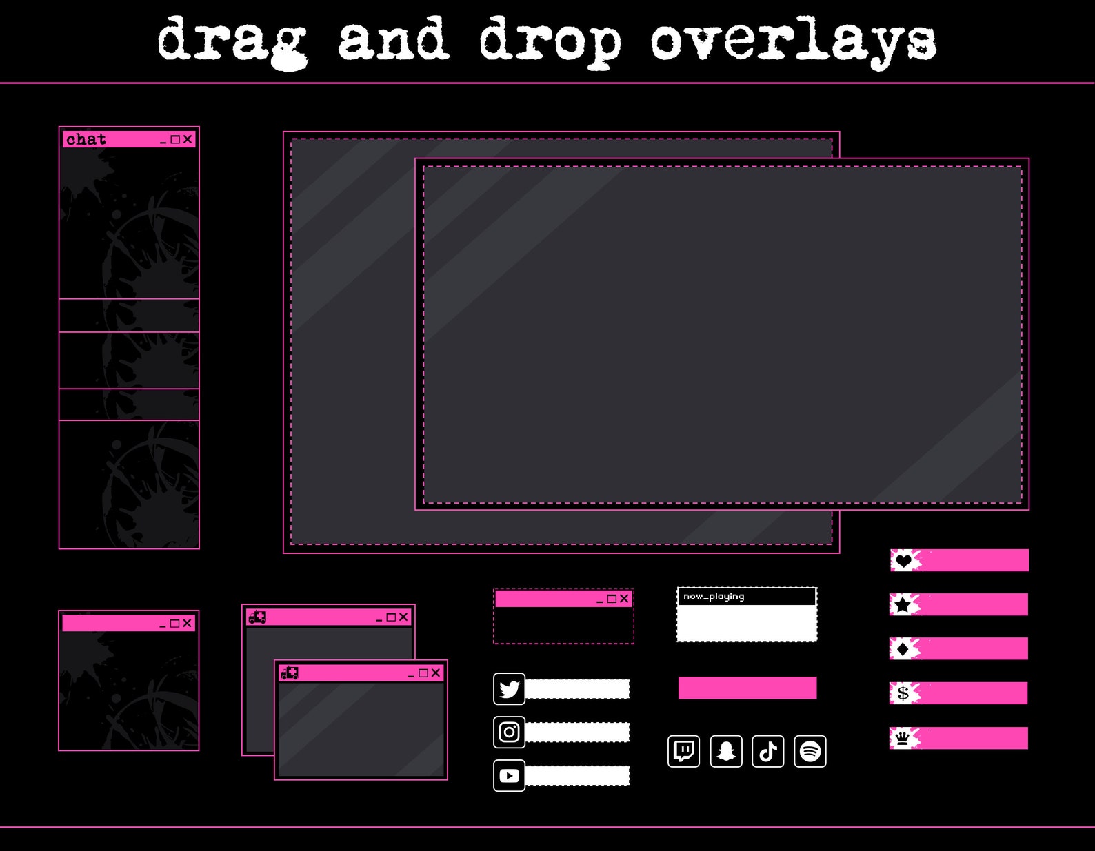 Emo Animated Stream Package PINK | Twitch Overlay | Black Custom Vtuber ...