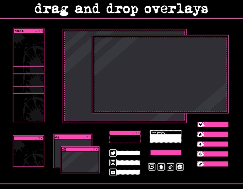 Emo Animated Stream Package PINK | Twitch Overlay | Black Custom Vtuber ...