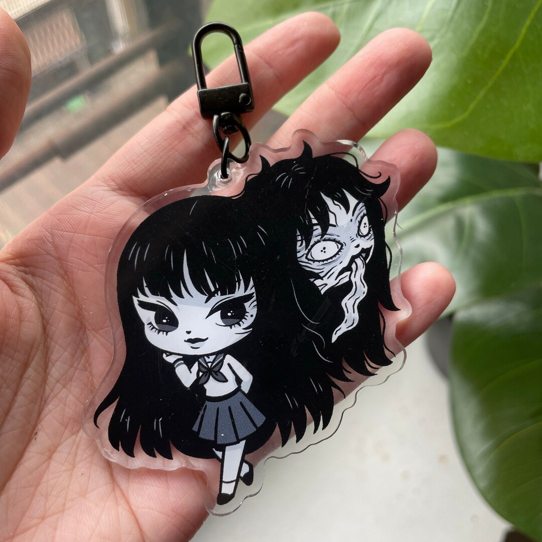 Horror Anime Girl Acrylic Charm Keychain | Horror Manga Demon Goth Emo ...