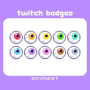 Eyeball Twitch Sub Badges, Bit Badges | Pixel Art Icon Creepy Cute ...