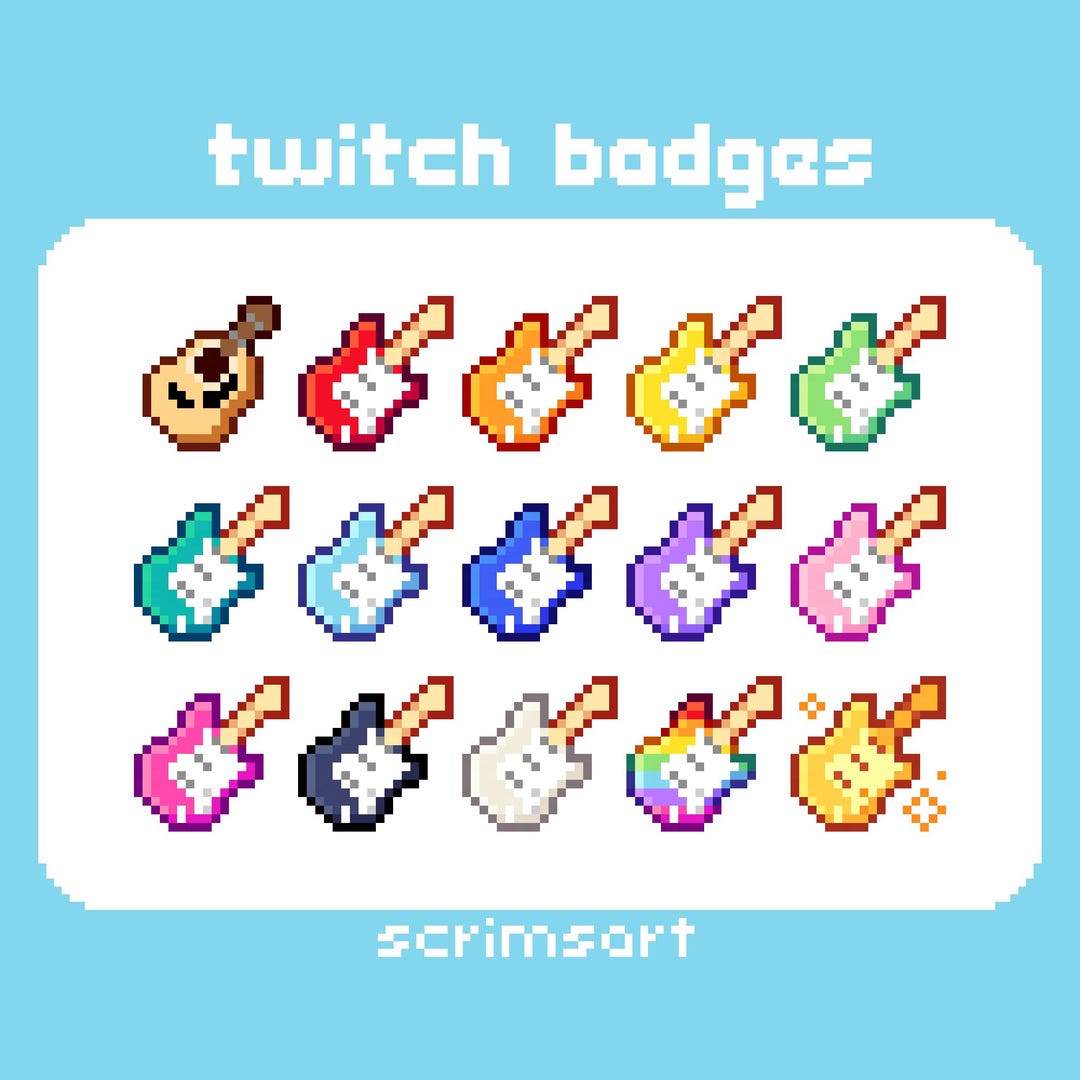 Guitar Twitch Sub Badges, Bit Badges | Pixel Art Music Musical ...