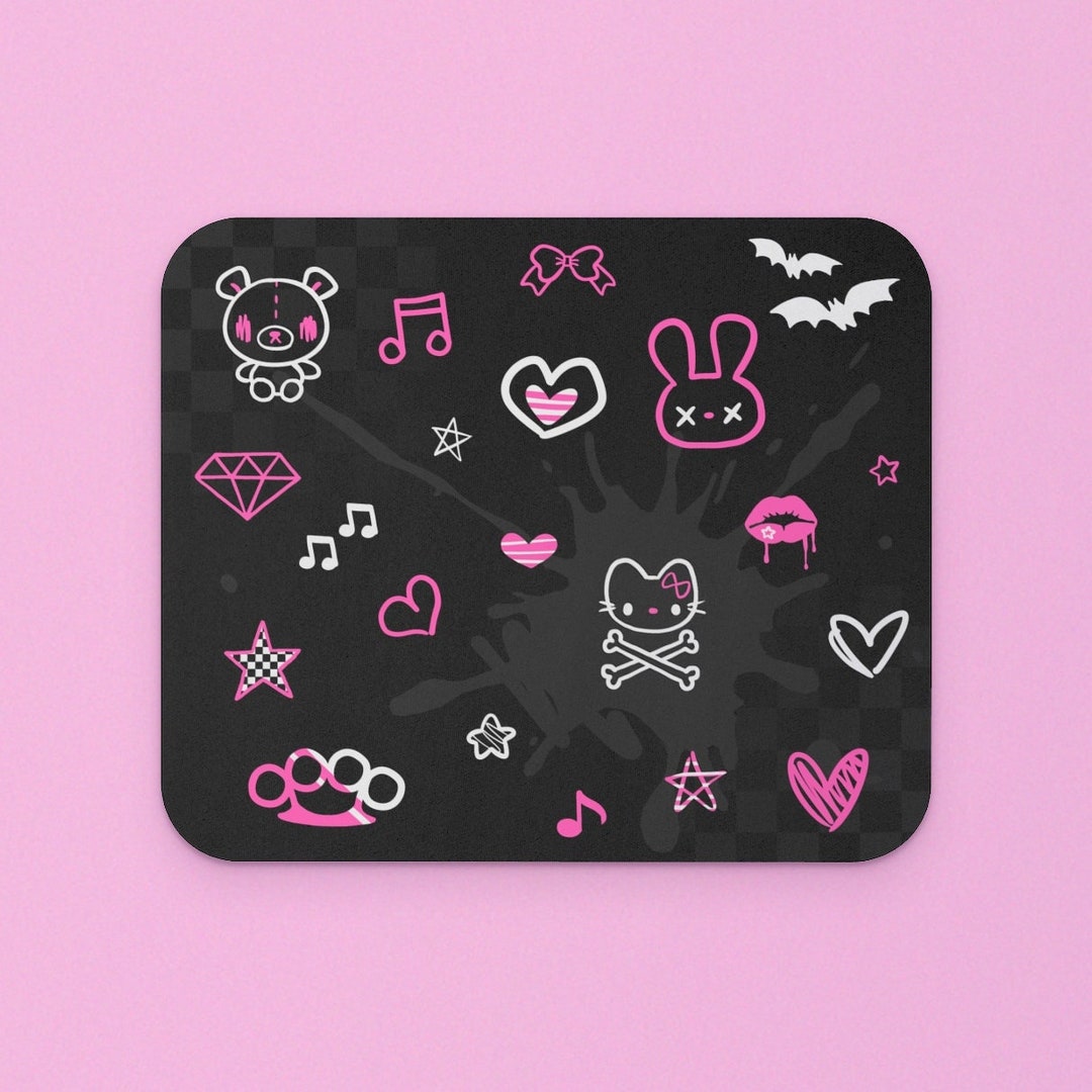 Emo Scribbles Mouse Pad Aesthetic Gamer Desk Setup Pink Black Y2k ...