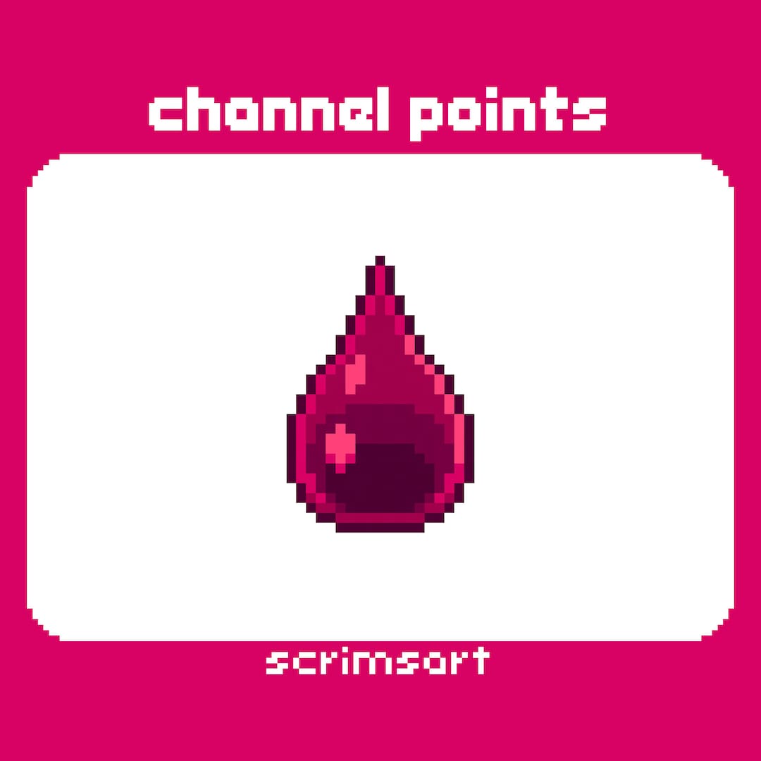Blood Drop Channel Points Icon | Pixel Art Emote Vampire Creepy Spooky ...