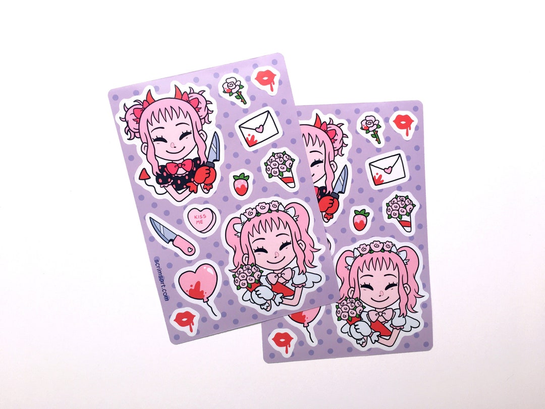 Valentines Devil Angel Sticker Sheet | Pastel Goth Pink Fairy Kei ...
