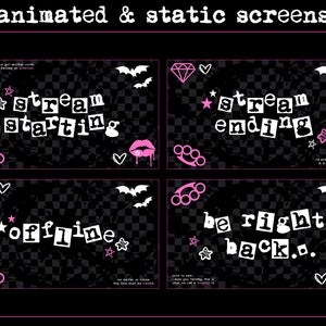 Emo Animated Stream Package | Twitch Overlay | Pink Black Custom Vtuber ...