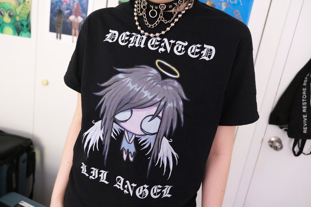 DEMENTED LIL ANGEL T-shirt | Black Y2k Grunge Mall Goth Emo Scenecore ...