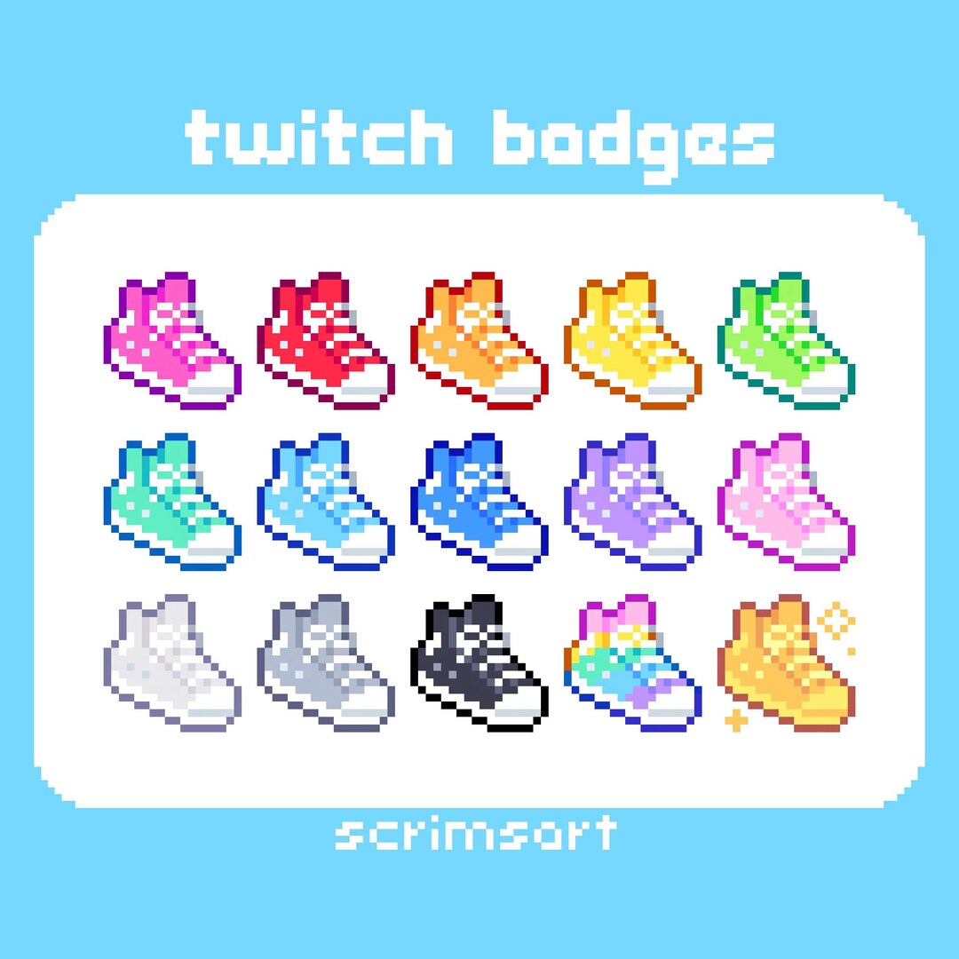 Sneaker Twitch Sub Badges, Bit Badges | Pixel Art Shoe Emo Scene ...