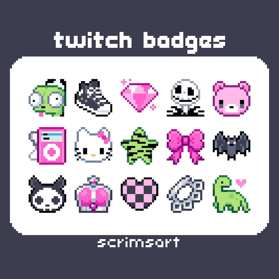 Emo Scene Twitch Sub Badges, Bit Badges | Pixel Art Scenecore Goth Punk ...