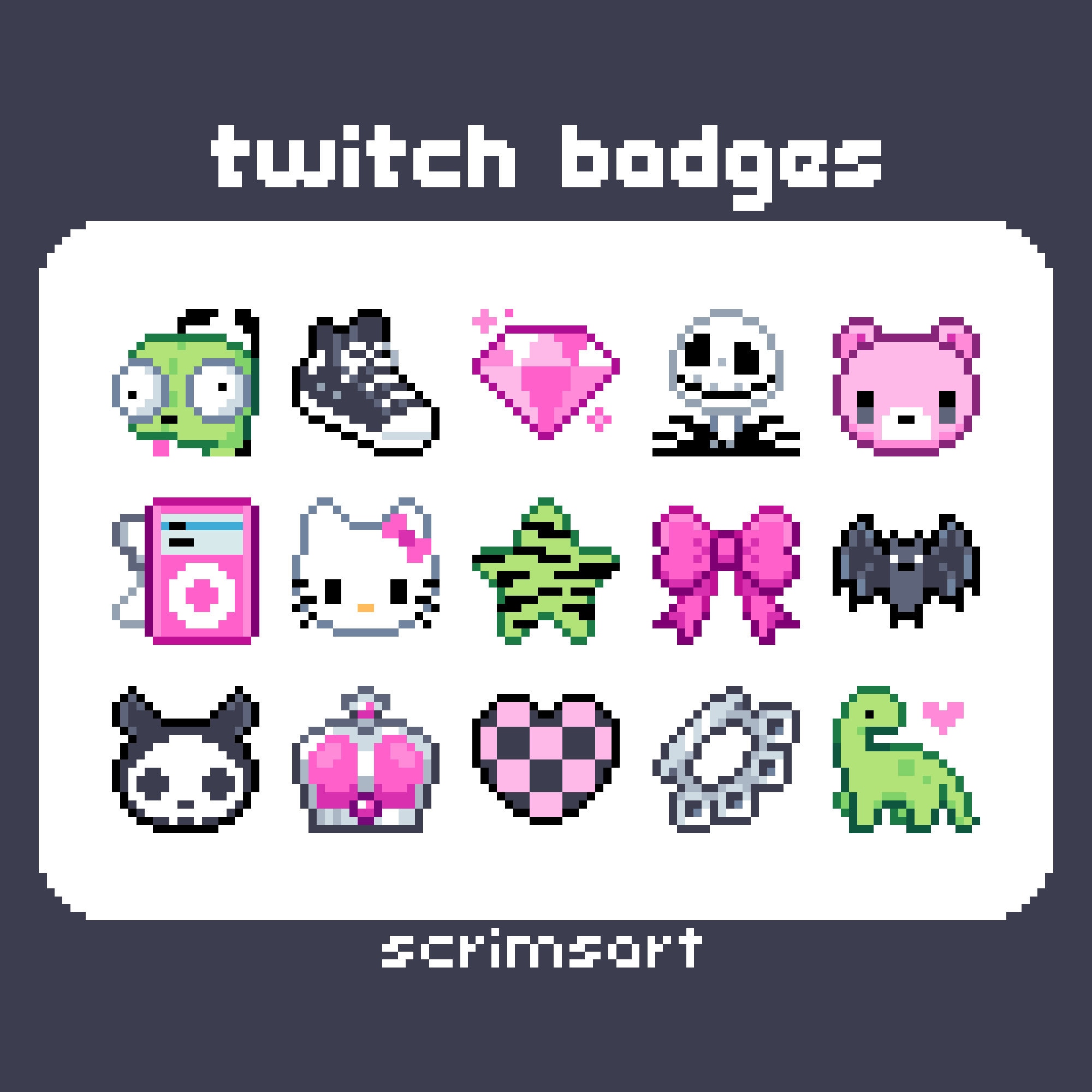 Emo Scene Twitch Sub Badges, Bit Badges | Pixel Art Scenecore Goth Punk ...