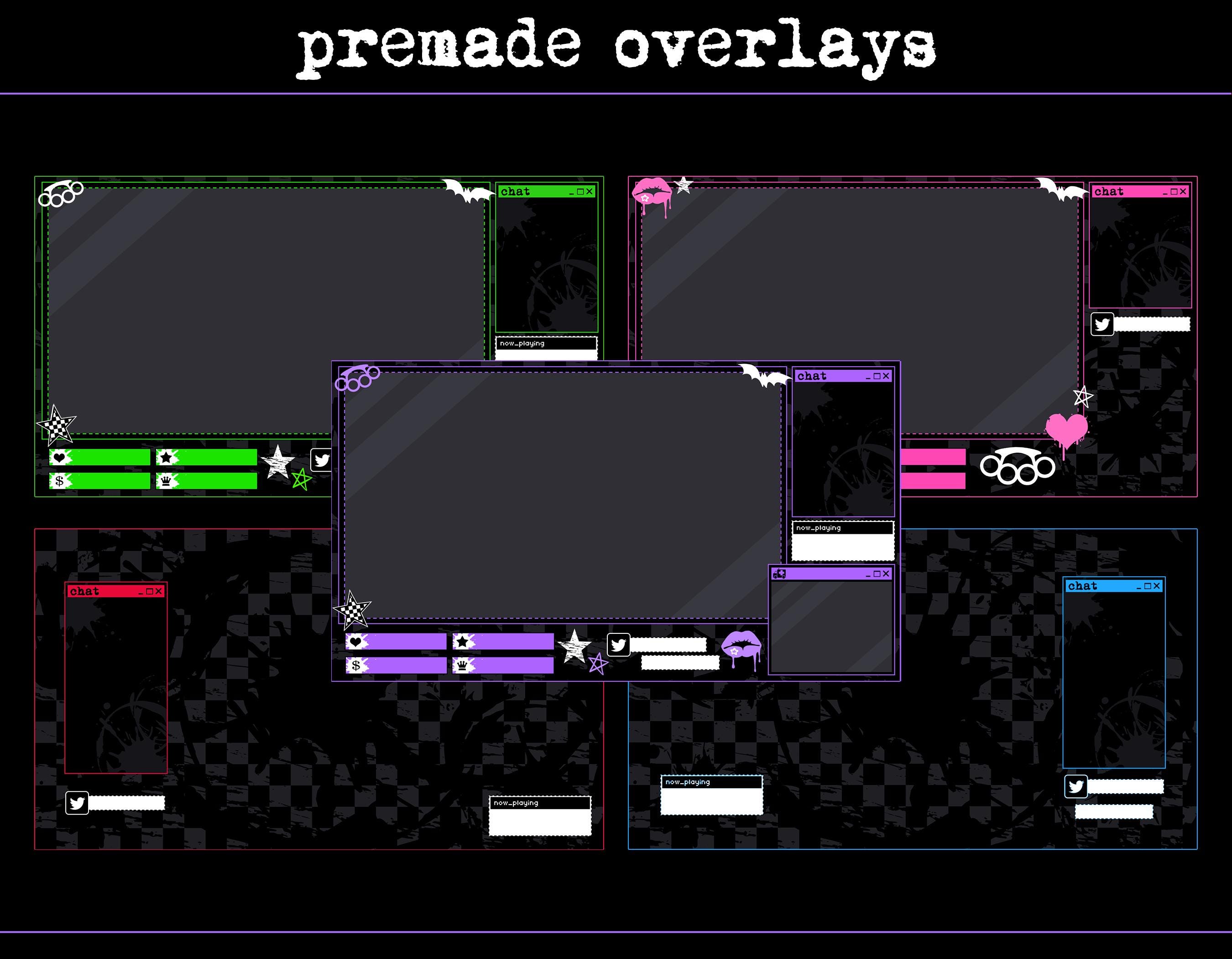 Emo Animated Stream Package ALL COLORS | Twitch Overlay | Black Pink ...