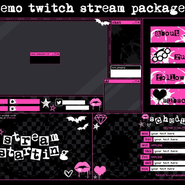 Vtuber Overlay Black and Pink - Etsy