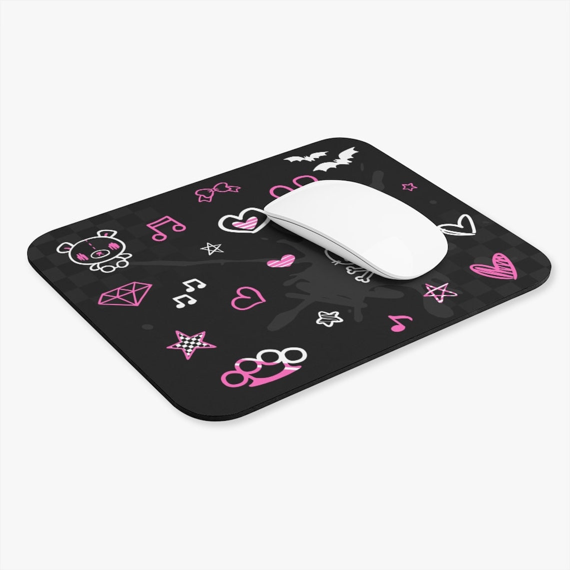 Emo Scribbles Mouse Pad | Aesthetic Gamer Desk Setup | Pink Black Y2k ...