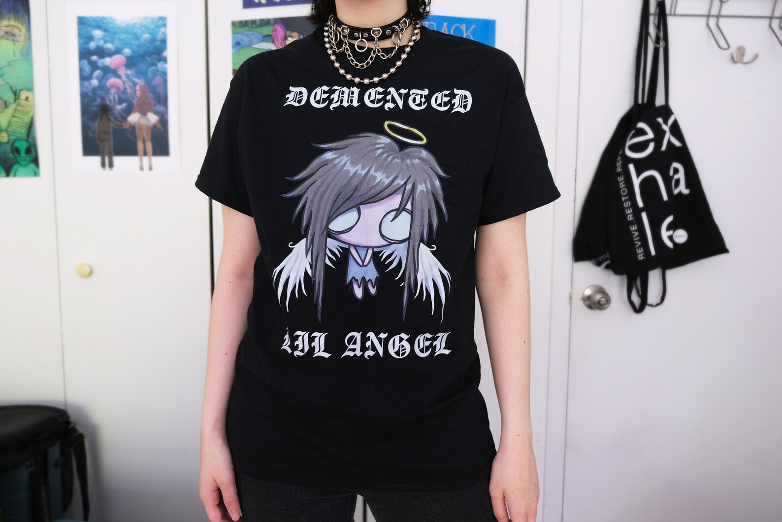 DEMENTED LIL ANGEL T-shirt | Black Y2k Grunge Mall Goth Emo Scenecore ...