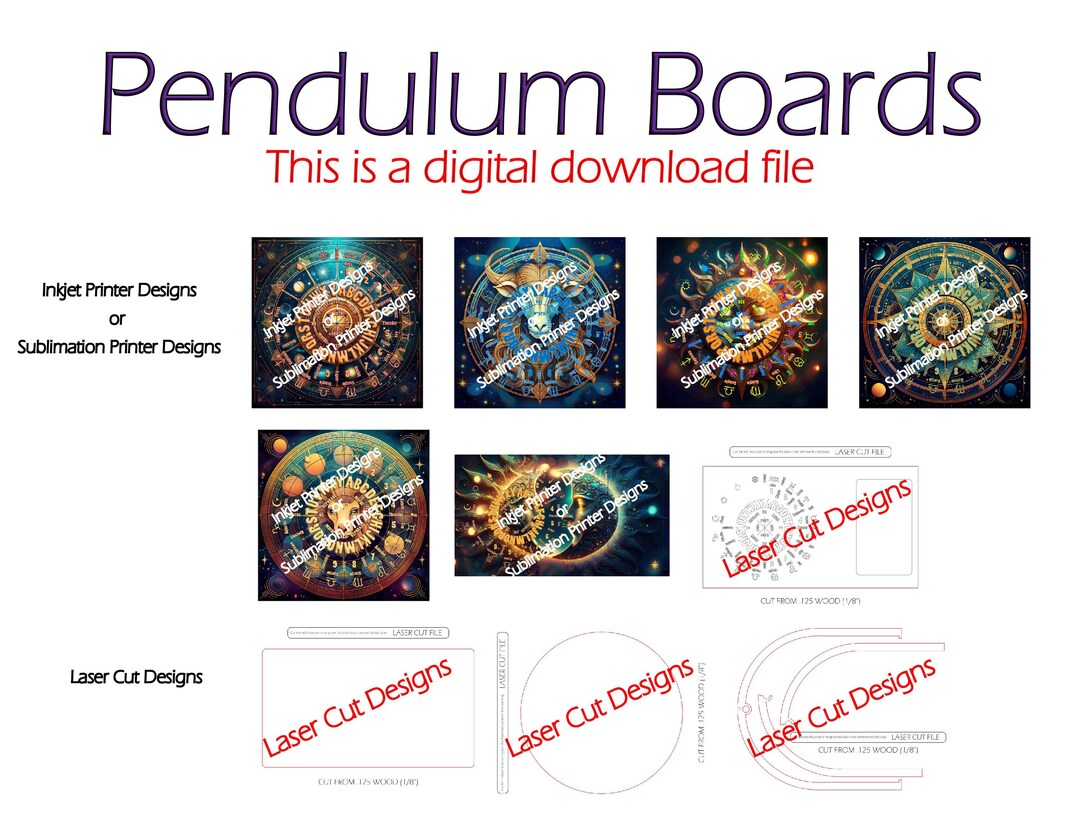 Pendulum Design Printable With Laser Design Set DIGITAL DOWNLOAD - Etsy