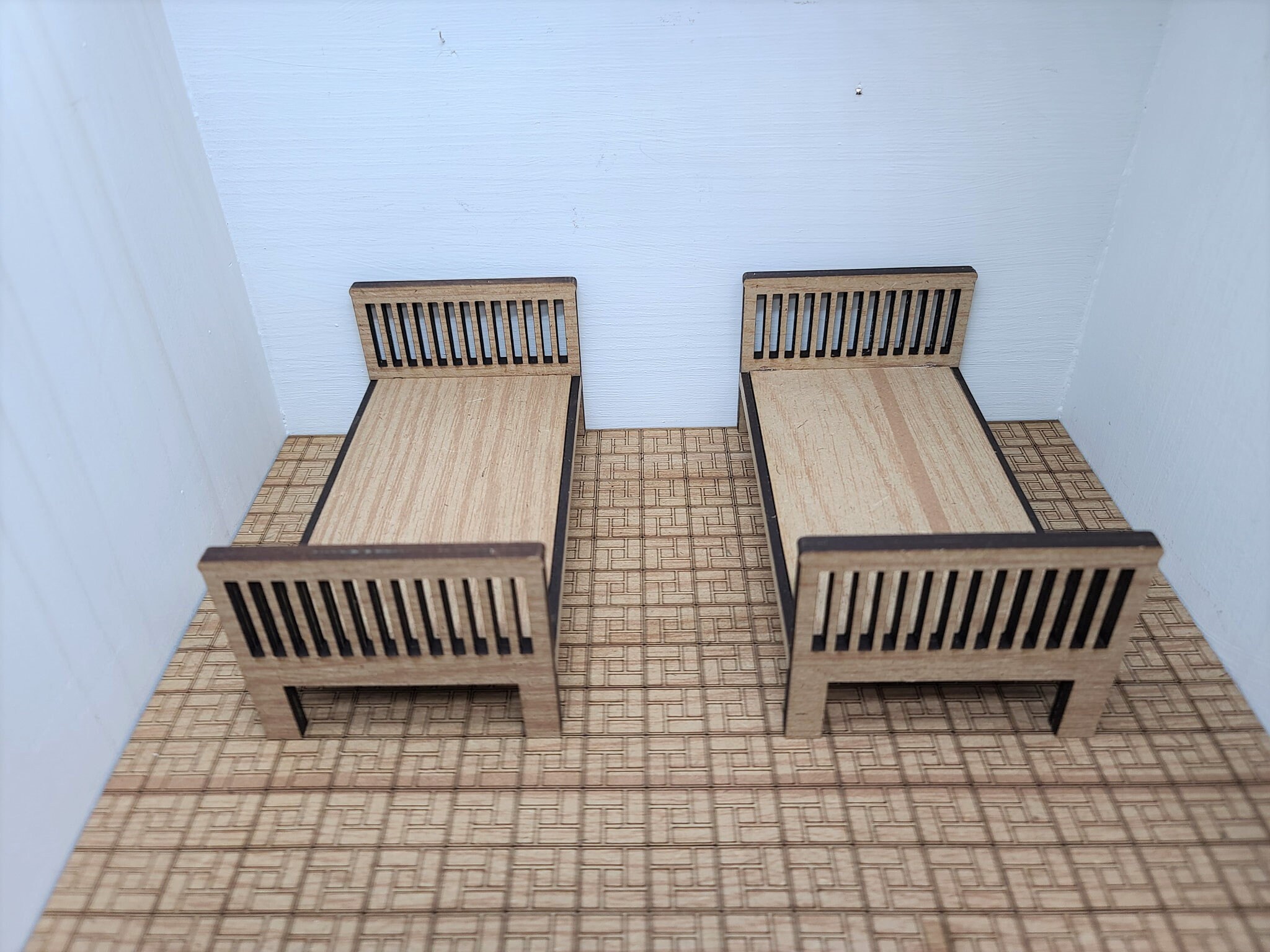 Twin Double Bed Dollhouse Kit 1 12 Scaleunfinished Kit Etsy