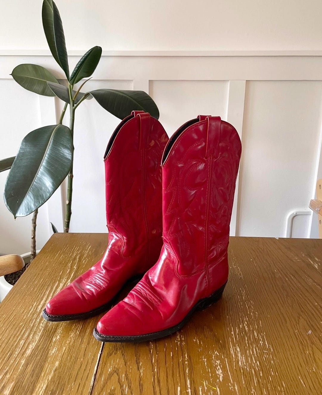 Vintage Red Cowboy Boots / Womens 6.5 7 - Etsy