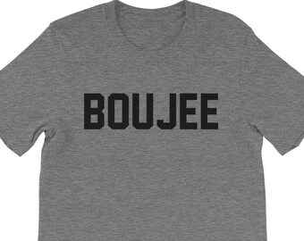 Boujee Fitted T-shirt Block Letters in White | Etsy