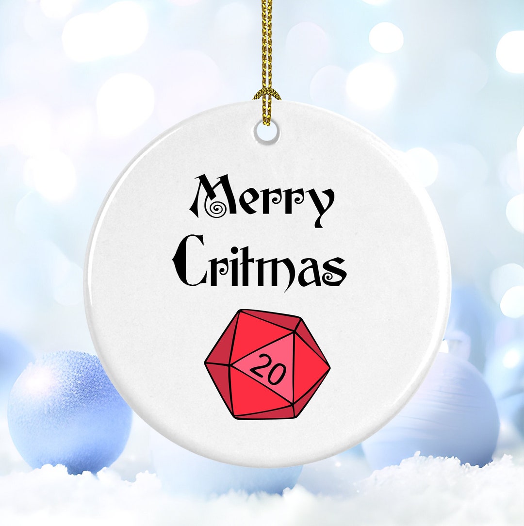 Merry Critmas, D20 Ornament, Nat Crit, Nat 20, Gamer Dice, Gamer ...