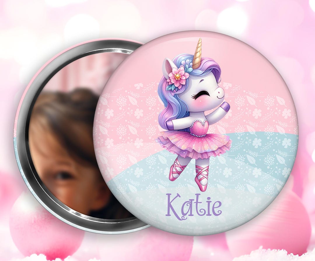 Unicorn Mirror Personalized With Name, Pocket Mirror for Kids, Perfect ...