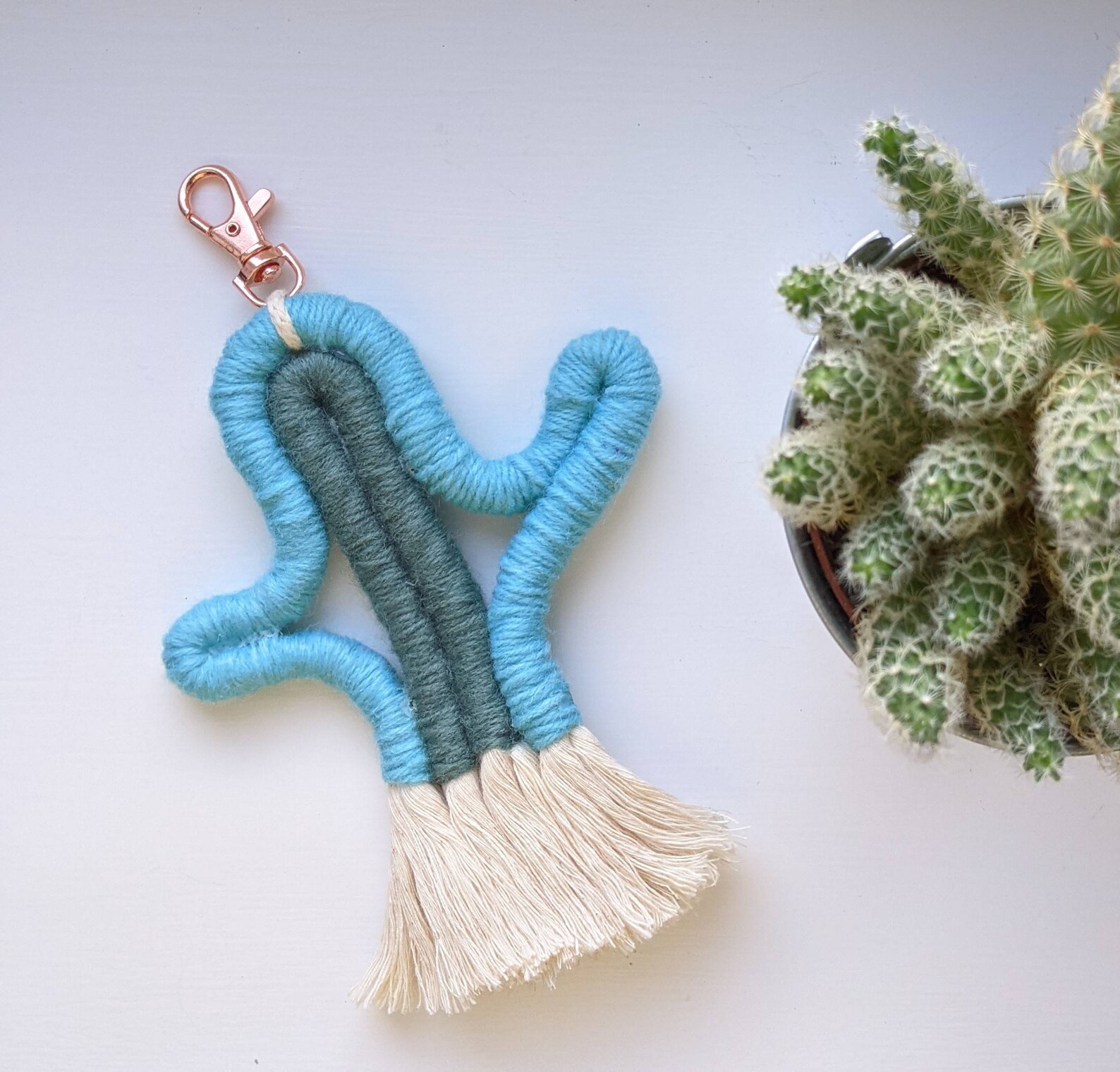 Cactus Keying, Cactus Keychain, Cactus Bagchain, Macramé Cactus Keyring ...