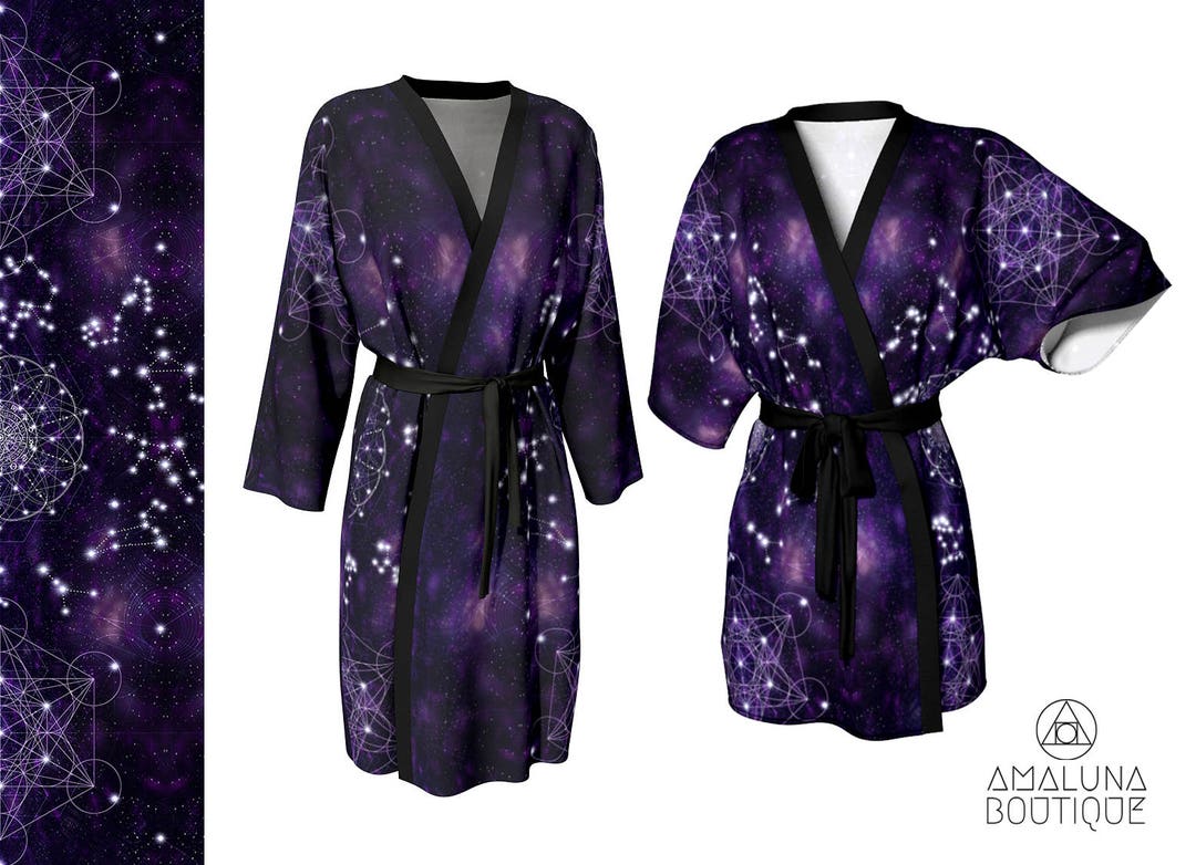 Constellations Kimono Robe, Sacred Geometry, Gift for Her, Zodiac Robe ...