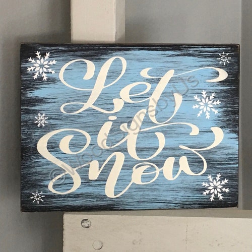 Wood LET IT SNOW Block Set Wood Sign Seasonal Winter Home - Etsy