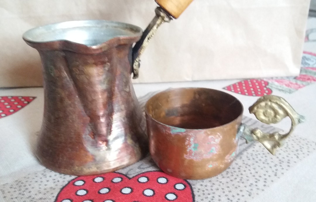 Set Djezve With Cup for Coffee Vintage Coffee Pot Old Turkish Coffee ...