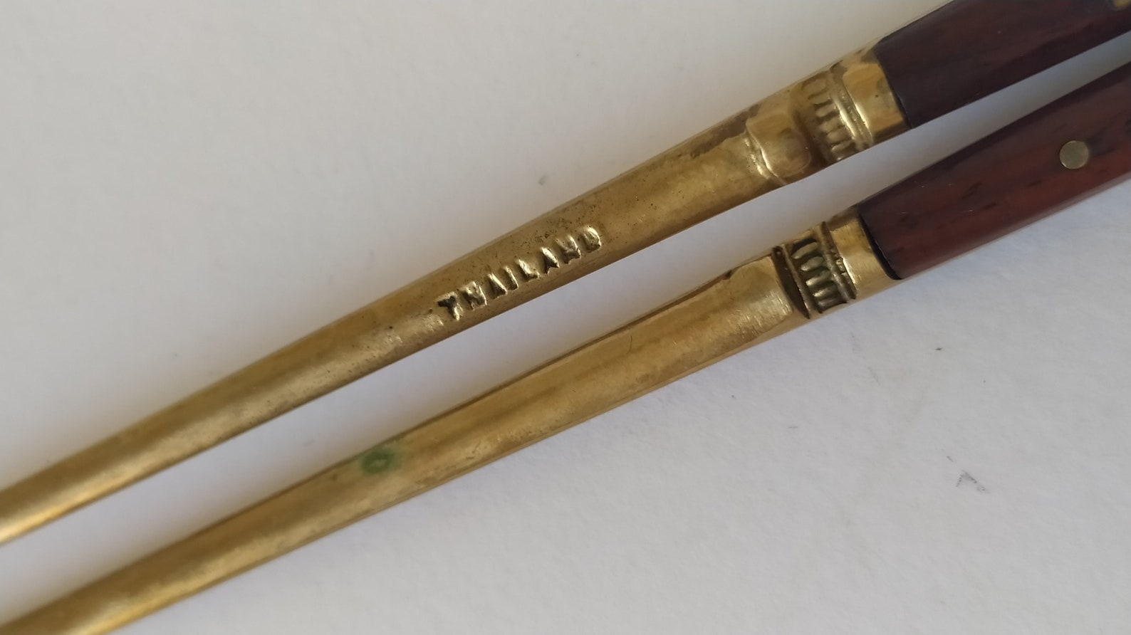 Vintage Thai Chopsticks Retro Old Metal Chopsticks Chopstics - Etsy
