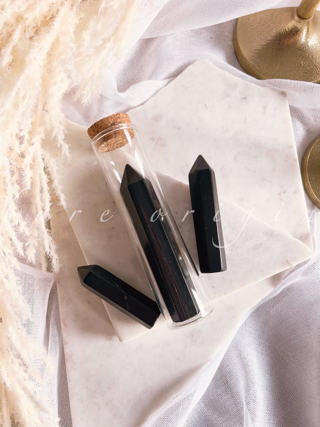 Powerful Shungite Point Tower With Glass Case Crystal Gift, EMF ...