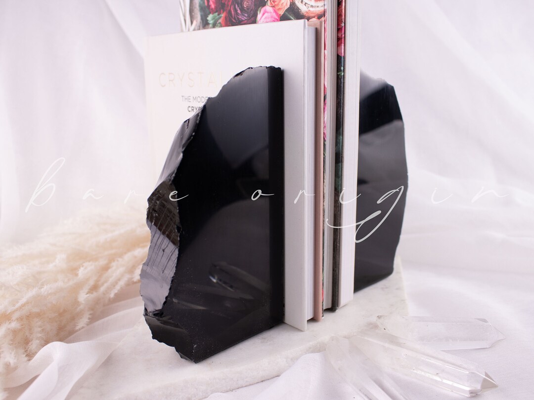 Obsidian Crystal Bookends/black Obsidian/boho Home Decor/crystal Office ...