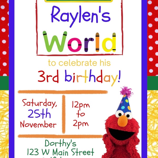 Elmo Invitation Digital - Etsy