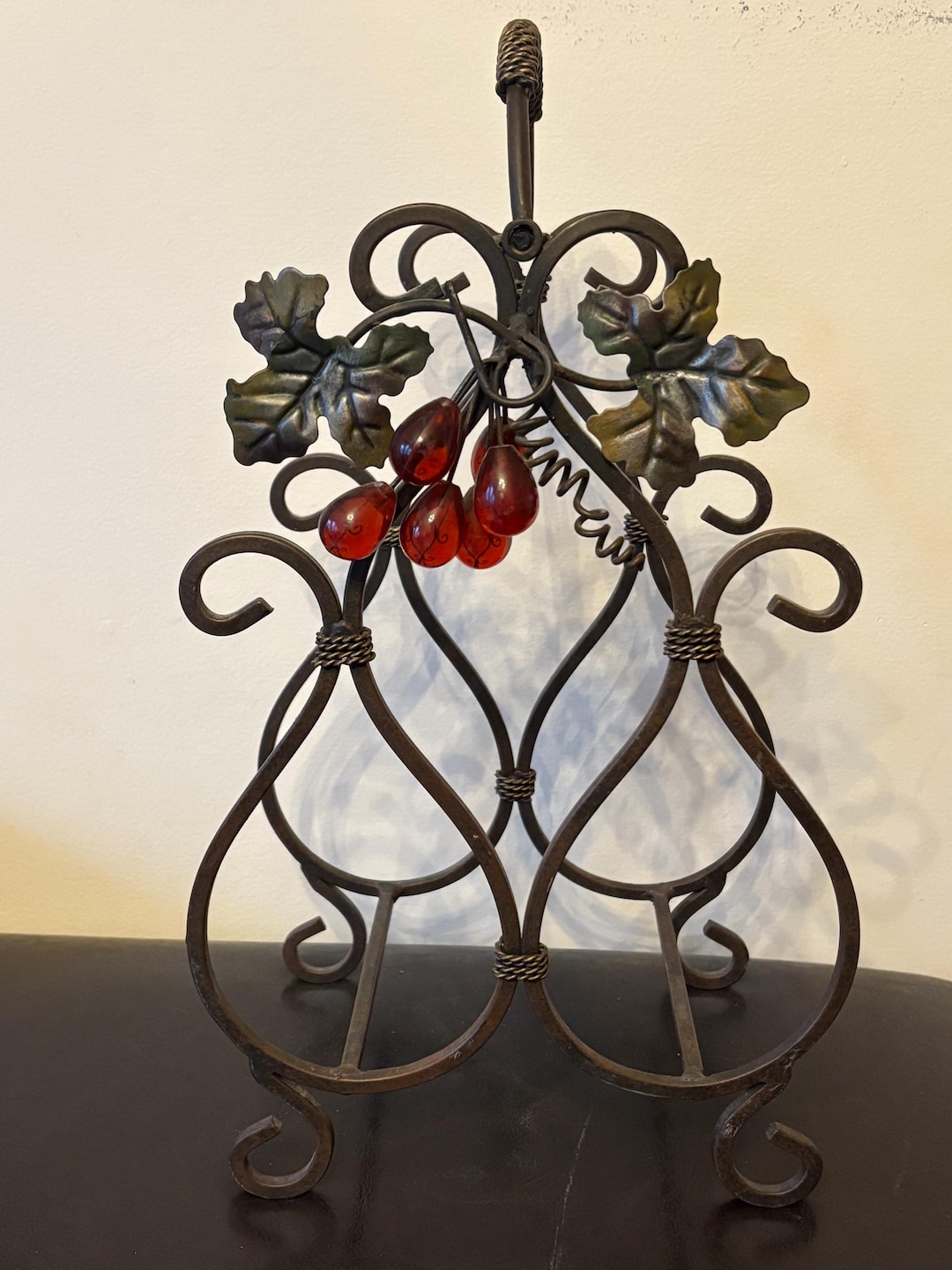 Vintage Wrought Iron 3 Bottle Wine Rack - Grape Vine Motif - Etsy
