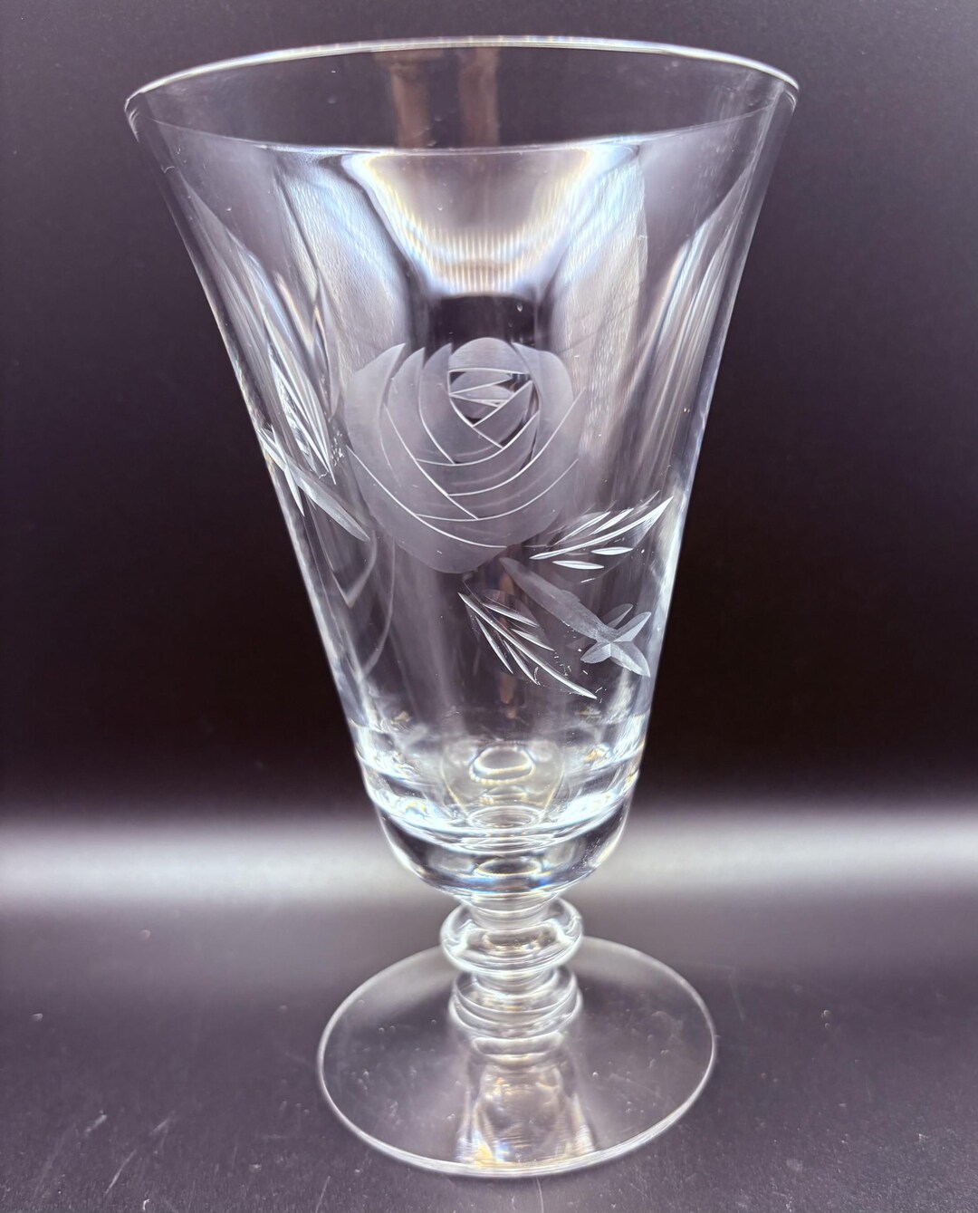 Vintage Fostoria “rose” Etched Crystal Glass - Footed Ice Tea Glass - Etsy