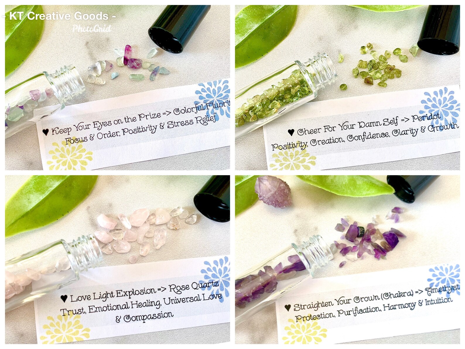 Crystal Infused Essential Oil Wellness Roller/crystal Healing/gemstone ...