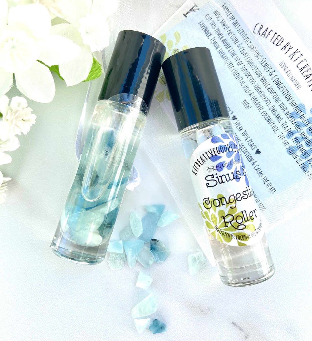 Sinus & Congestion Crystal Roller/crystal Infused/aquamarine Crystals ...
