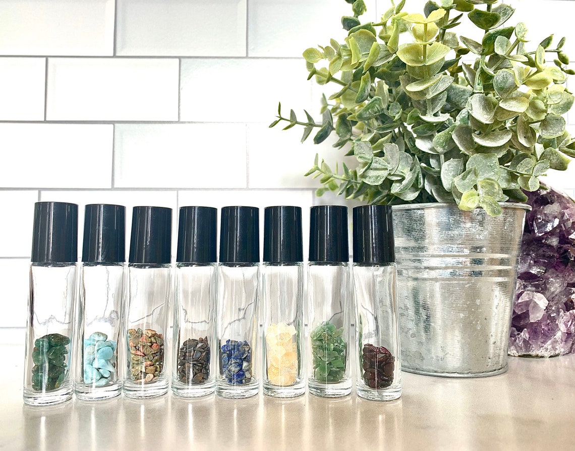 Crystal Infused Essential Oil Wellness Roller/crystal Healing/gemstone ...