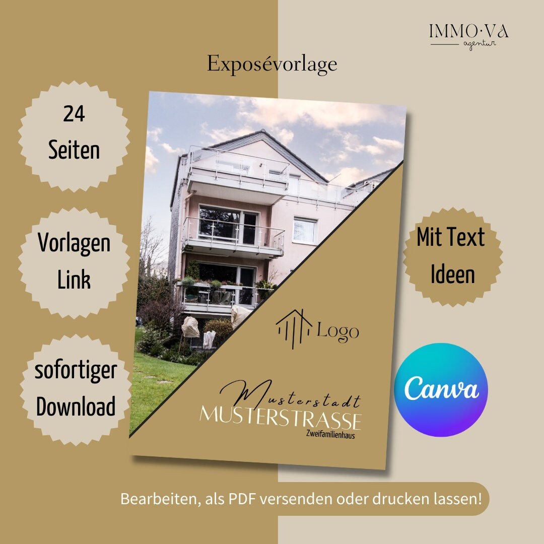 Real Estate Agent Exposé Template, Expose Real Estate Canva, Real ...